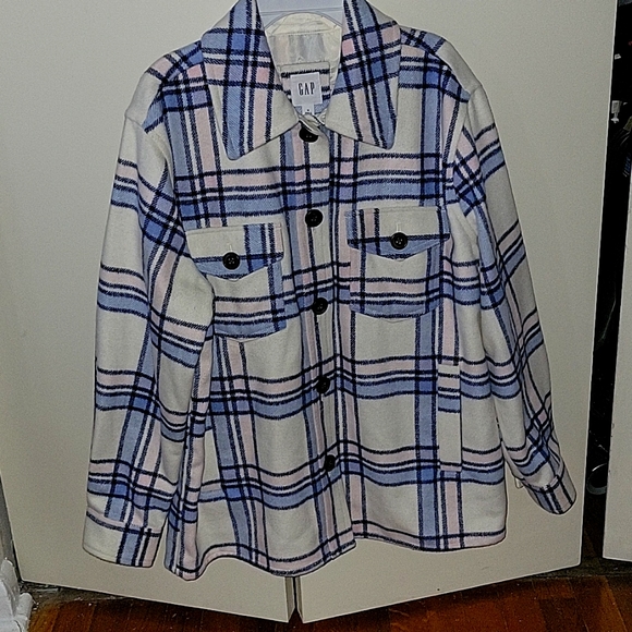 GAP Factory | Jackets & Coats | New Gap Pink And Blue Plaid Shacket ...